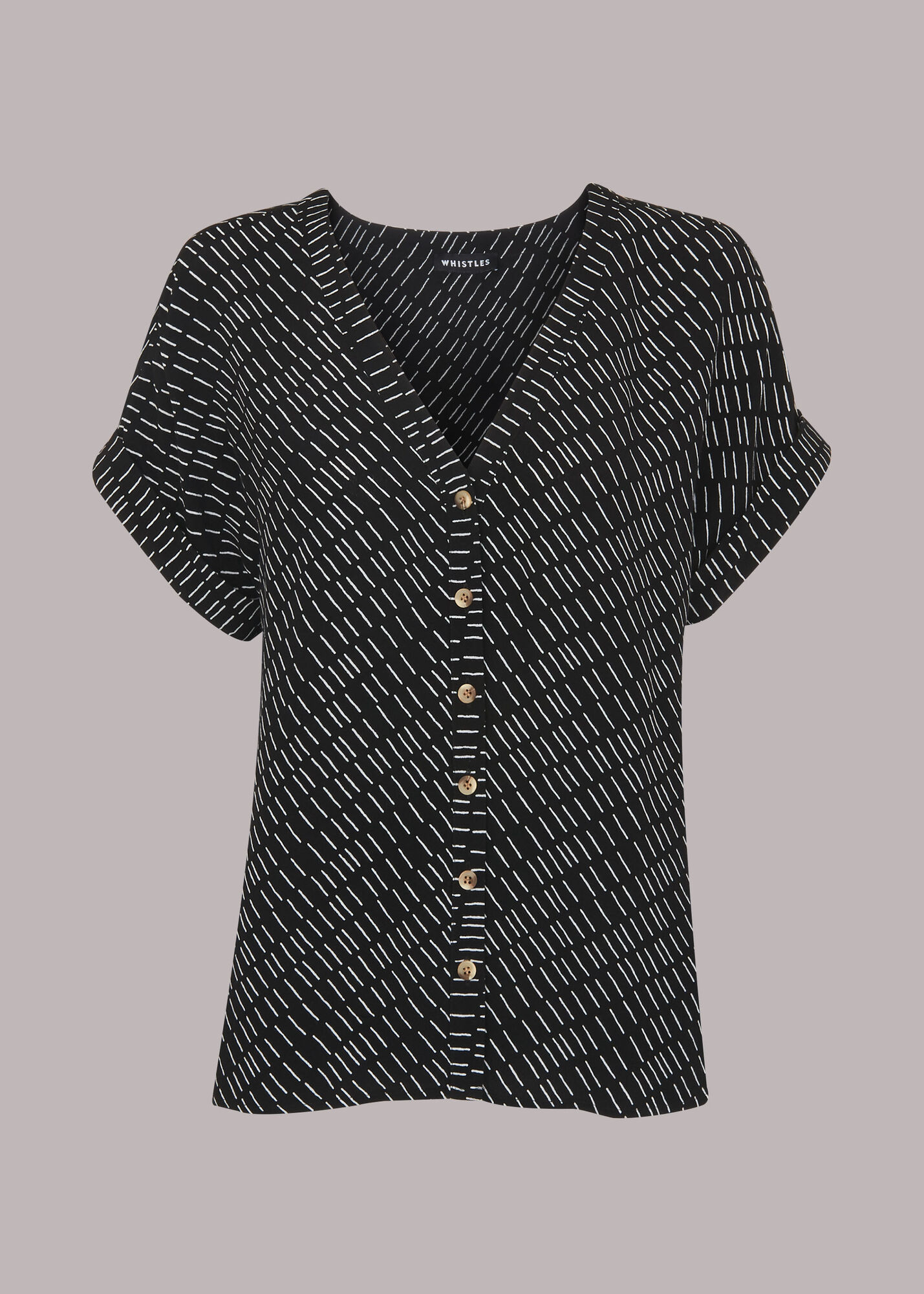 Black/Multi Geo Print Top | WHISTLES | Whistles UK