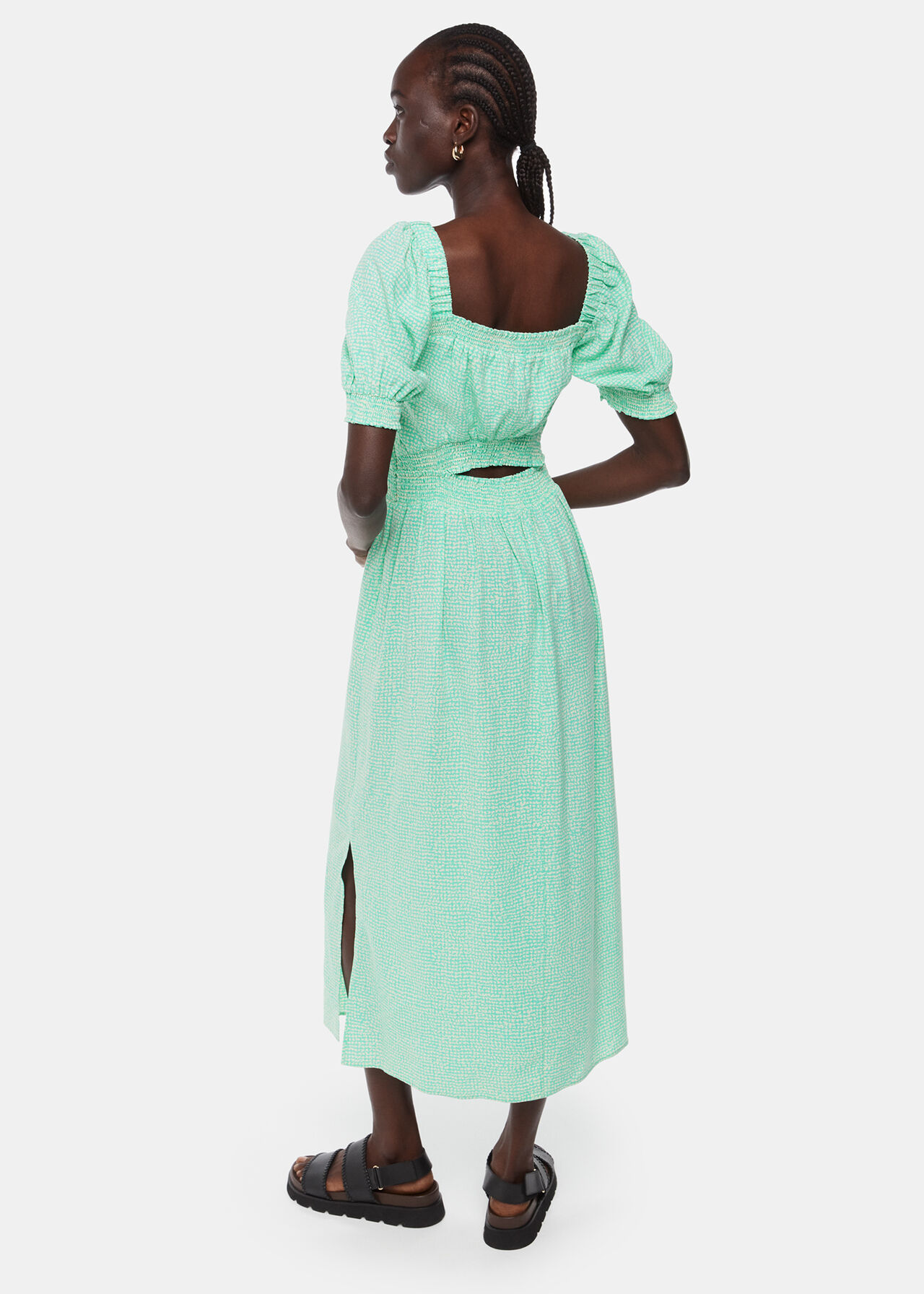Green/Multi Scribble Check Dress | WHISTLES