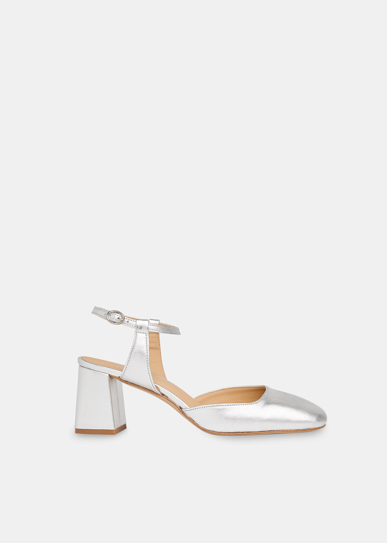 Silver Matilda Block Heel Shoe | WHISTLES | Whistles ROW