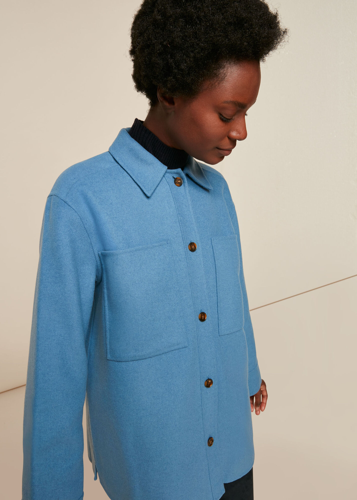 Pale Blue Classic Wool Overshirt | WHISTLES