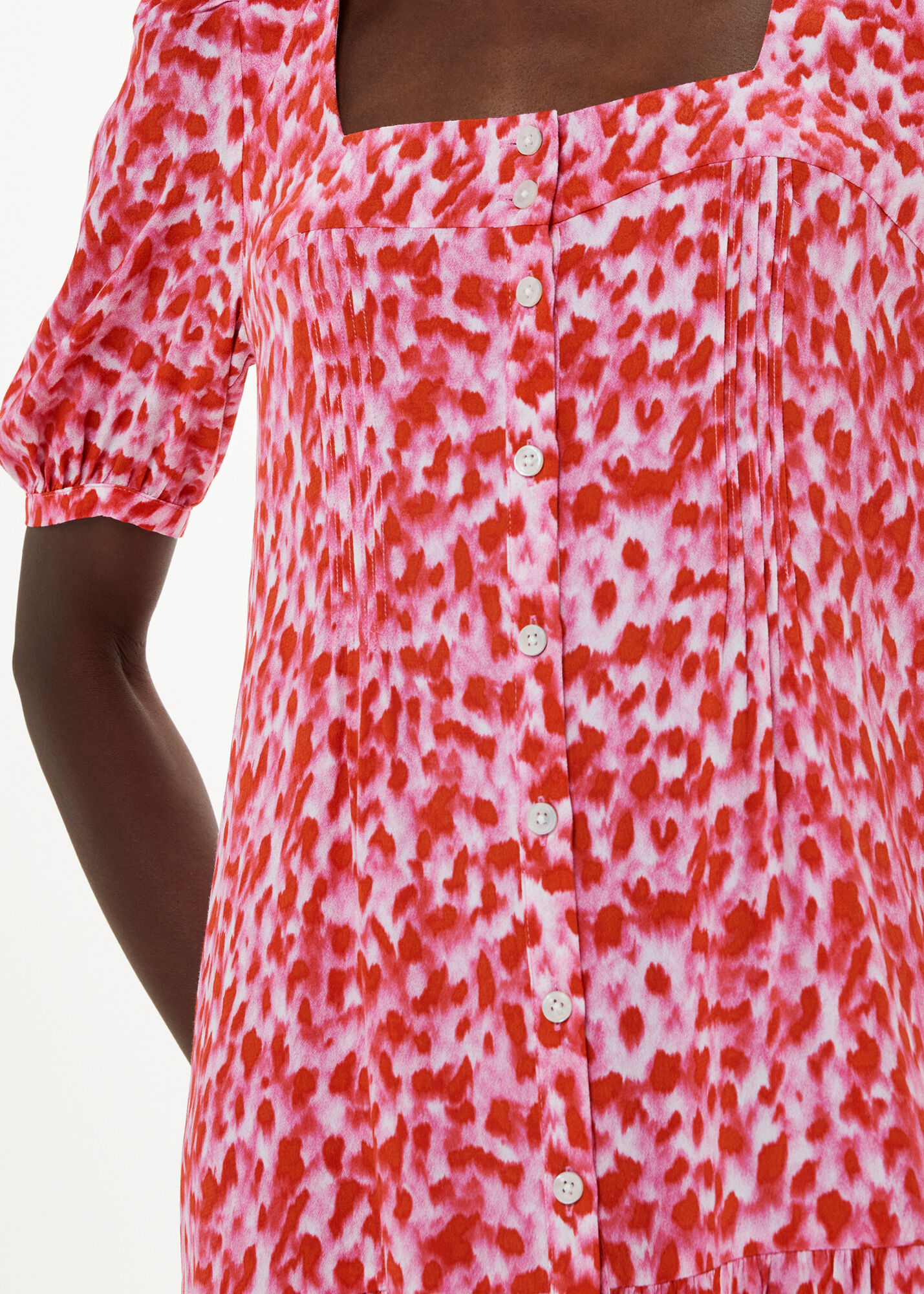 Pink/Multi Blurred Strokes Flippy Dress | WHISTLES | Whistles UK