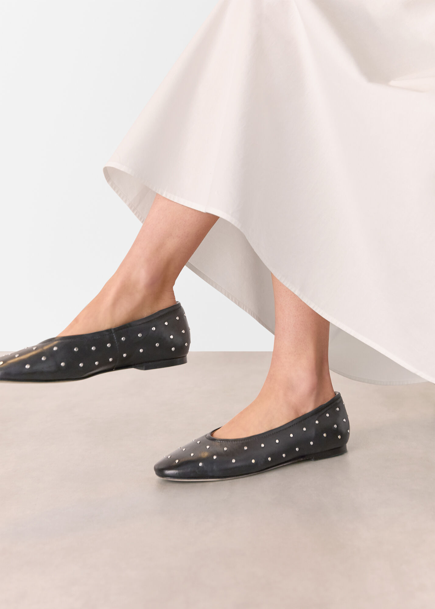 Black Karina Studded Ballet Pump | WHISTLES | Whistles UK