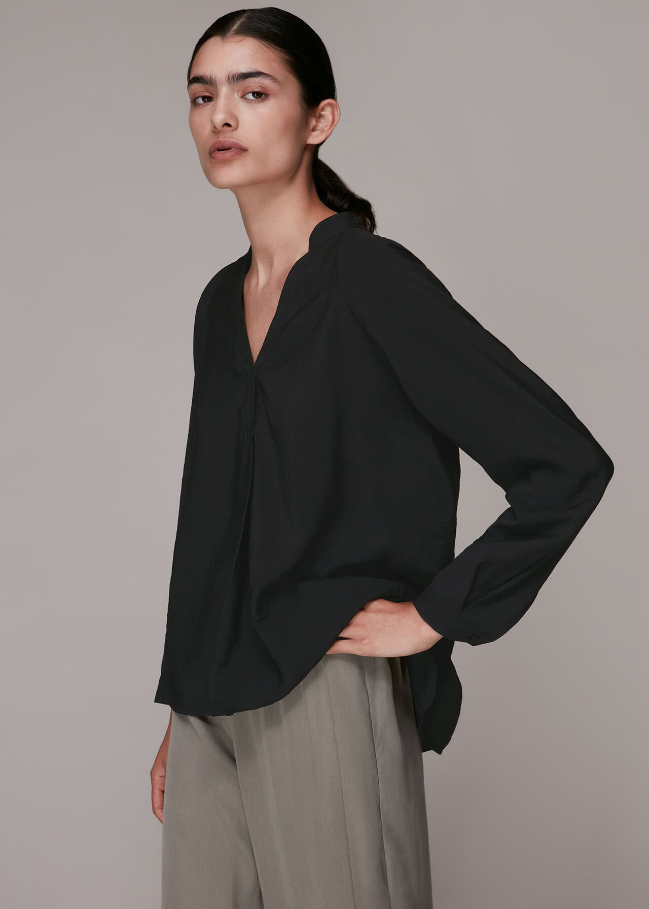 Black Long Sleeve Nicola Blouse | WHISTLES
