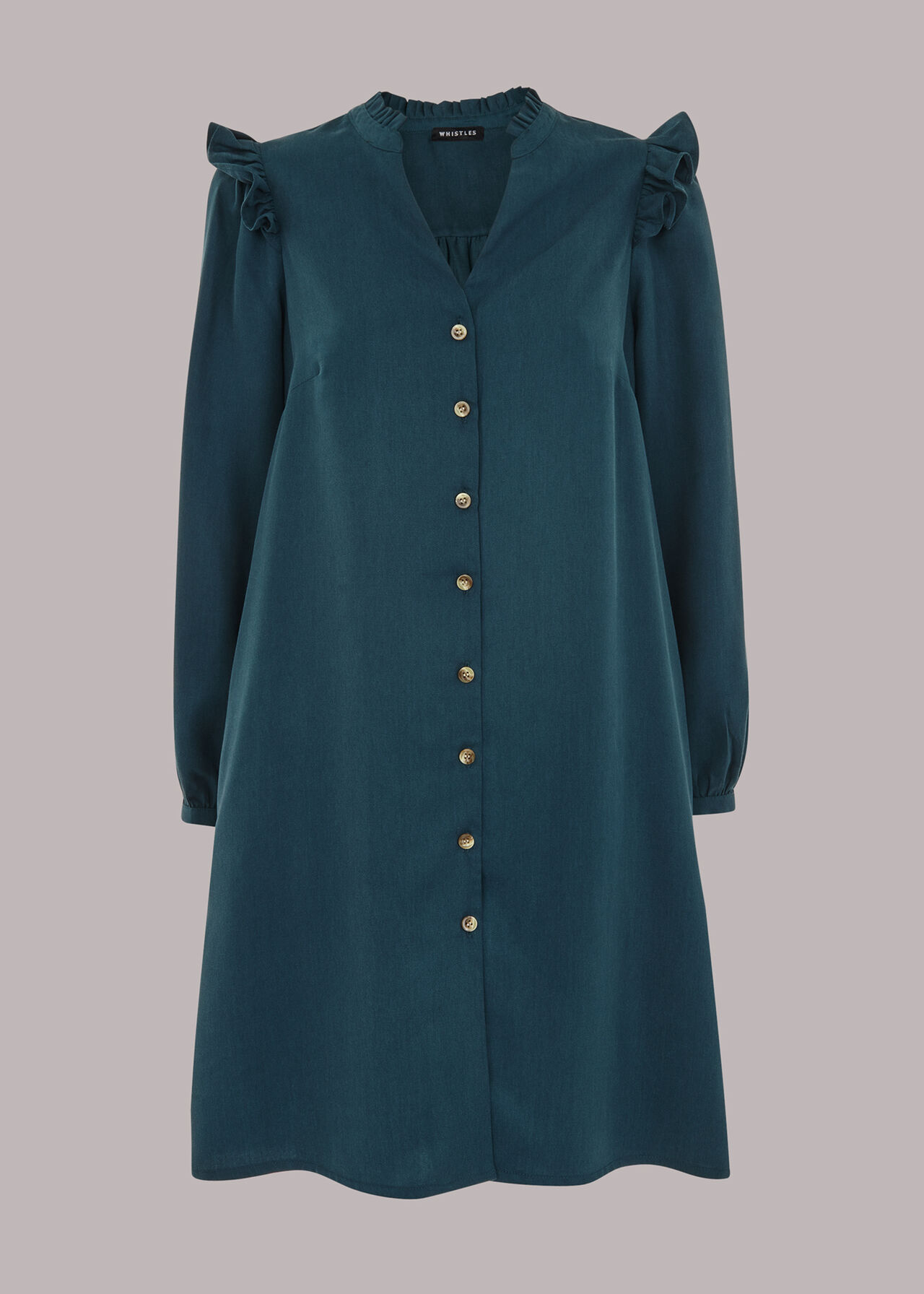 Teal Katie Button Through Dress | WHISTLES Teal Katie Button Through Dress | WHISTLES