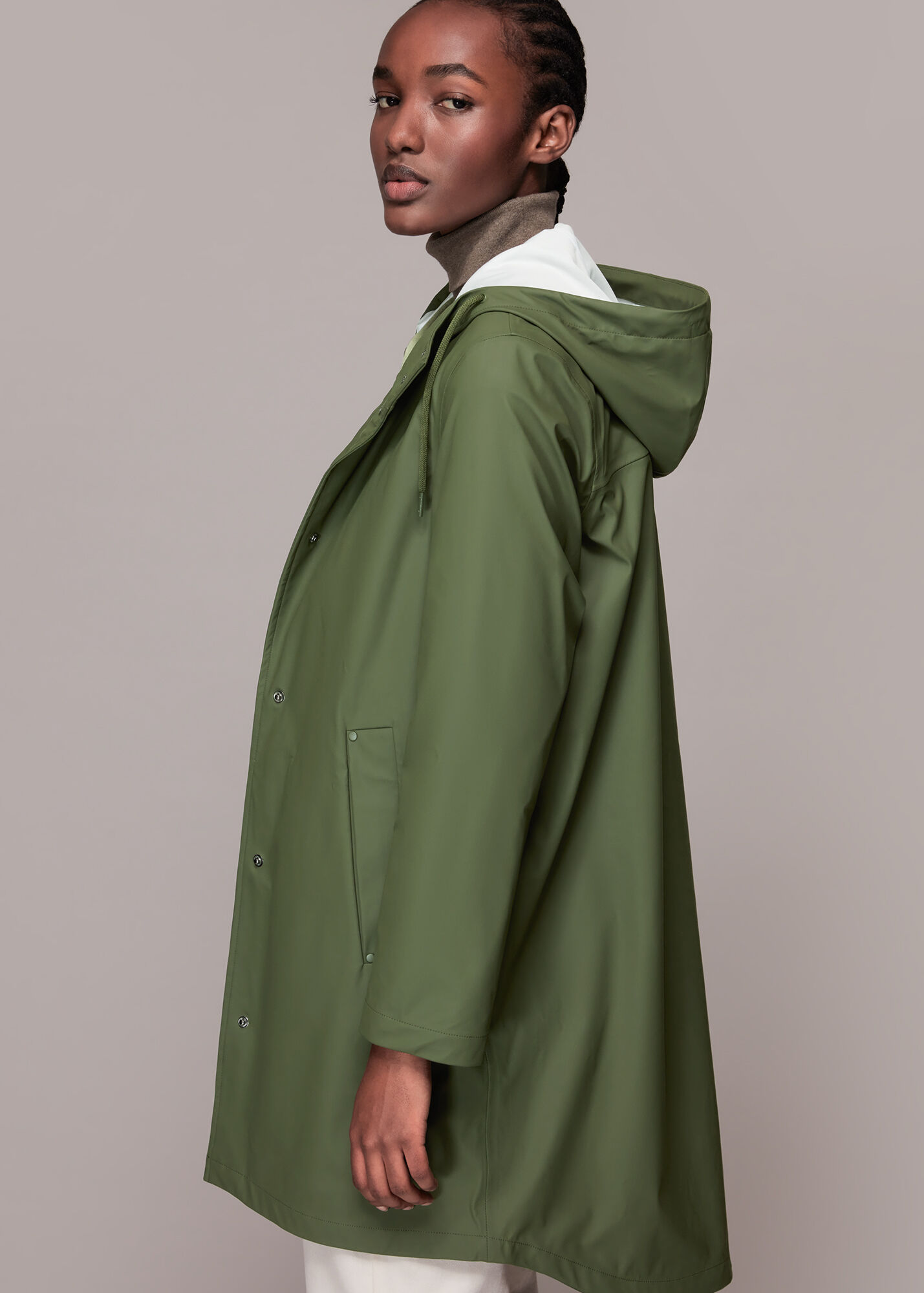 Khaki Water Resistant Mac | WHISTLES