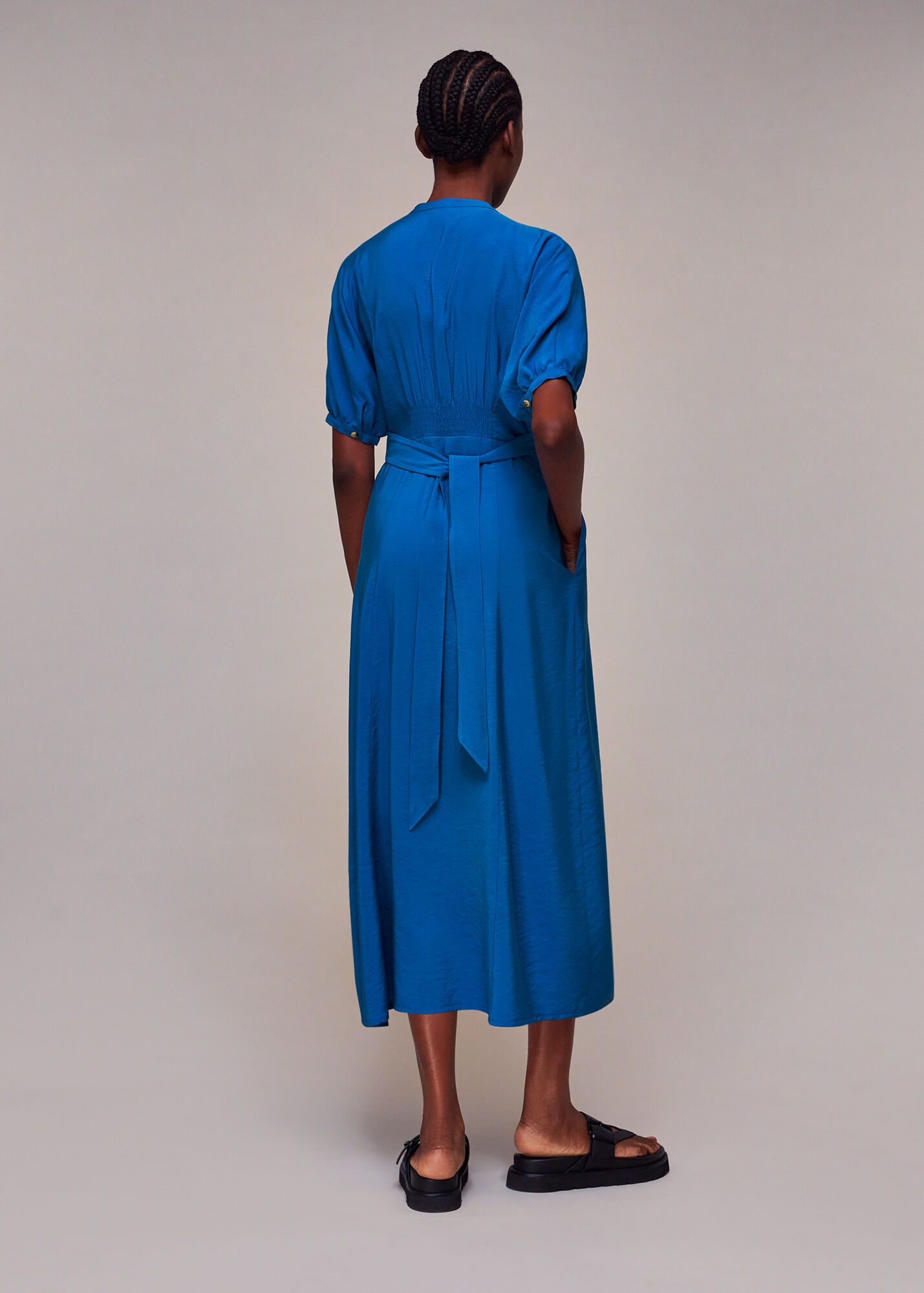 Blue Amber Midi Dress | WHISTLES | Whistles UK