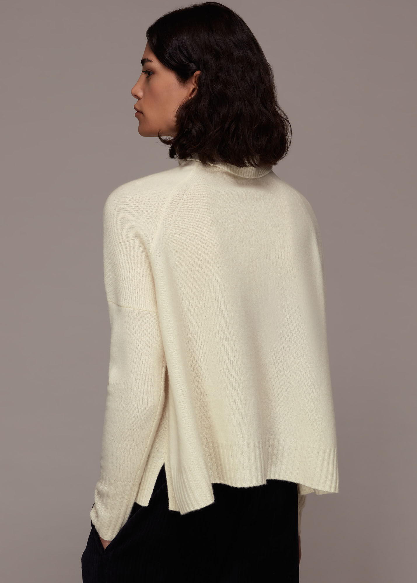 Ivory Roll Neck Wool Knit | WHISTLES | Whistles UK