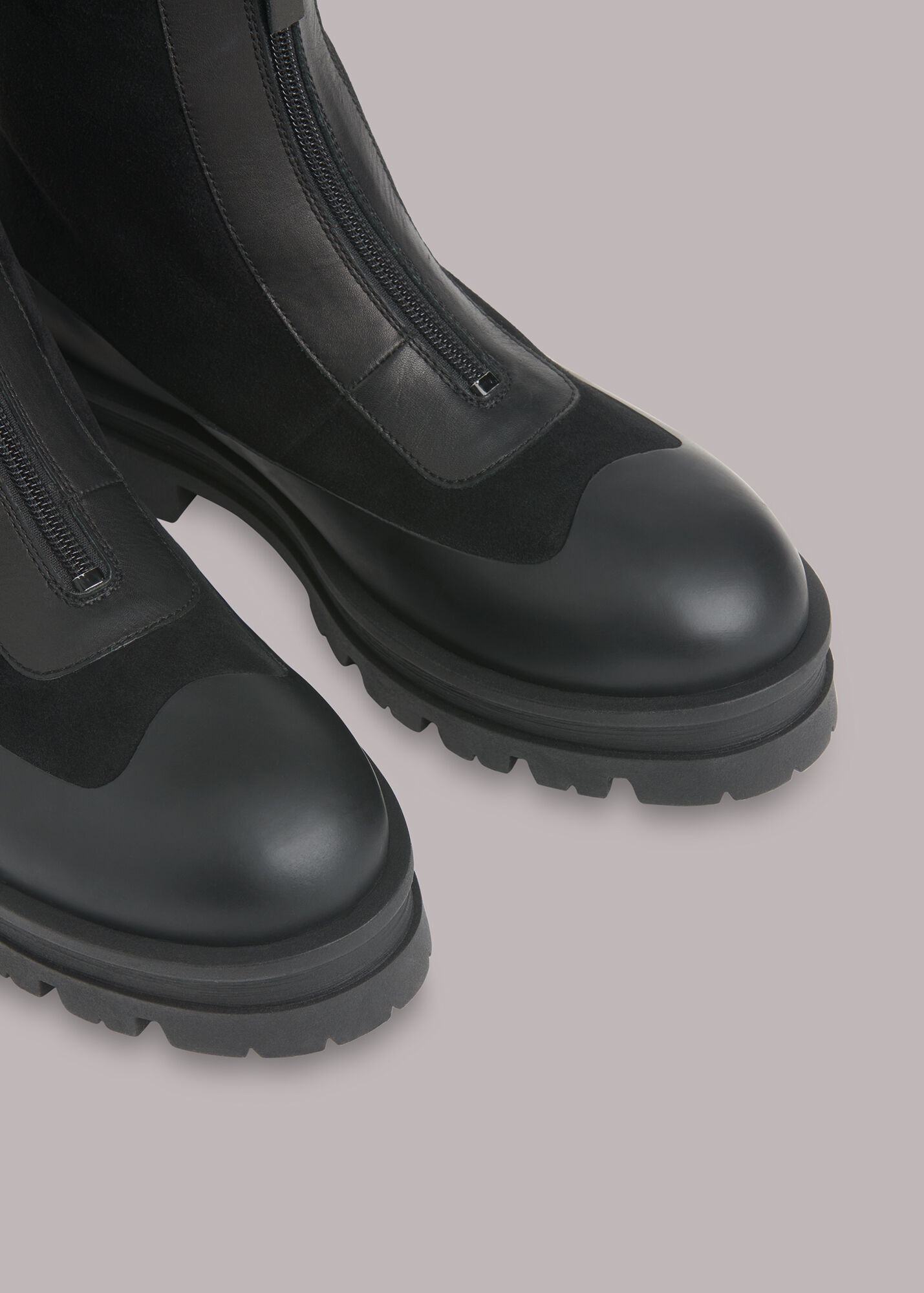 Black Barkley Zip Front Boot | WHISTLES | Whistles UK