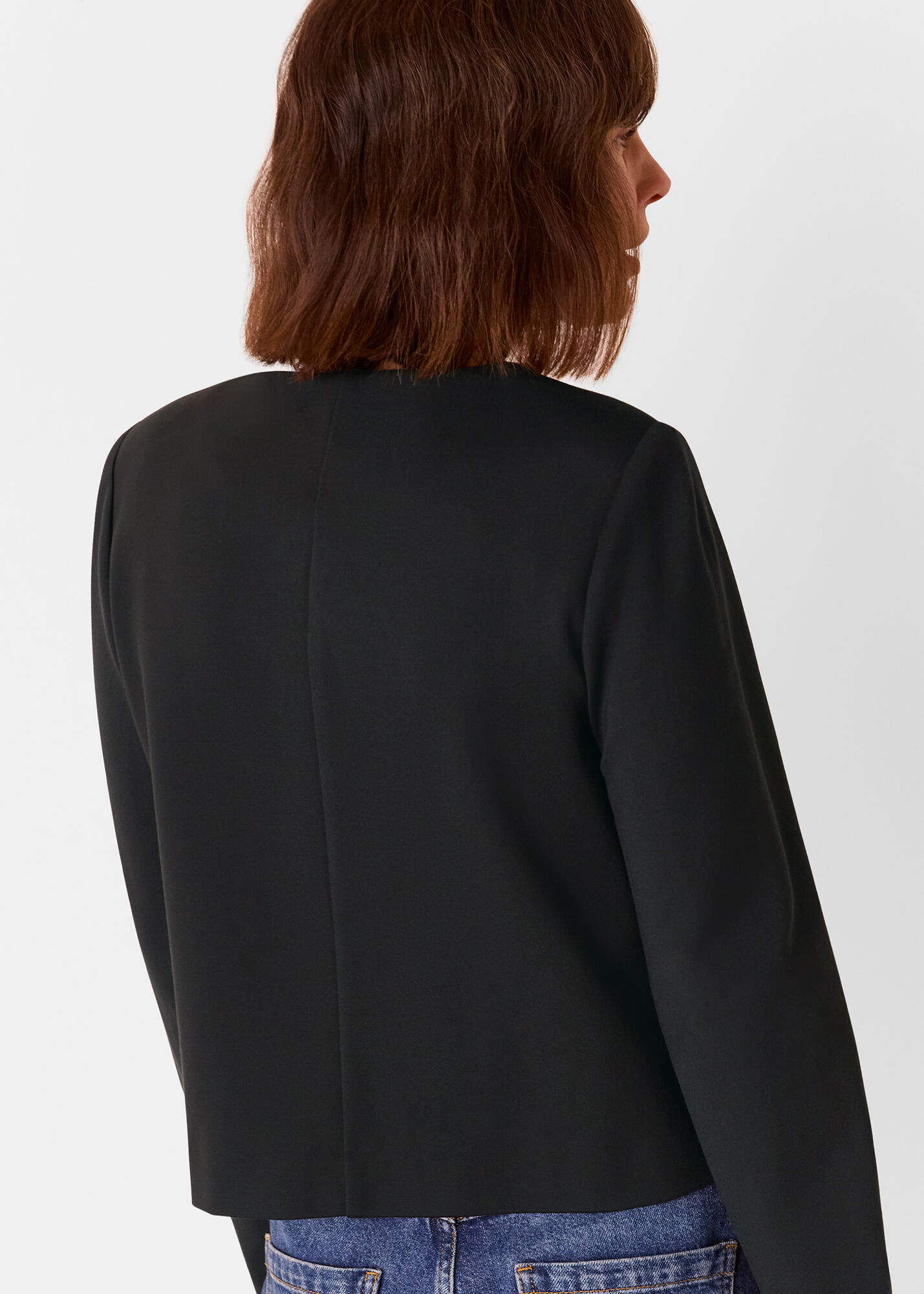 Women's Black Collarless Button-Up Jacket | Whistles UK