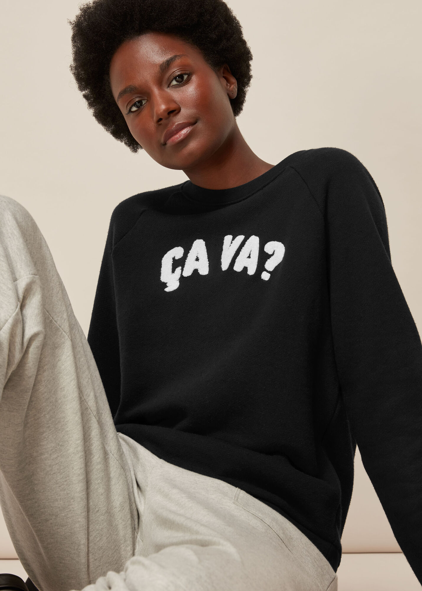 Black Ca Va Logo Sweatshirt | WHISTLES | Whistles UK