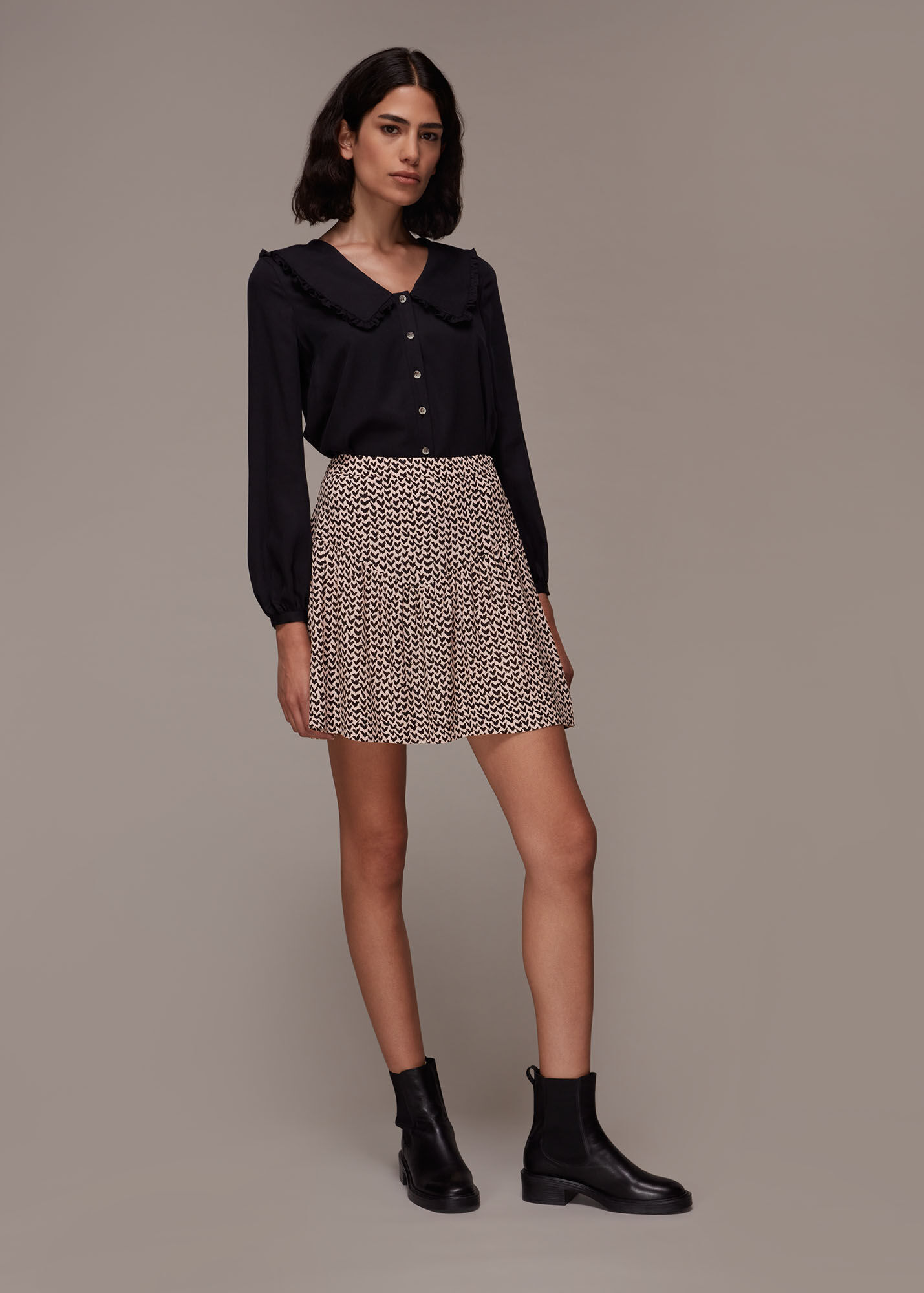 Multicolour Abstract Heart Flippy Skirt | WHISTLES