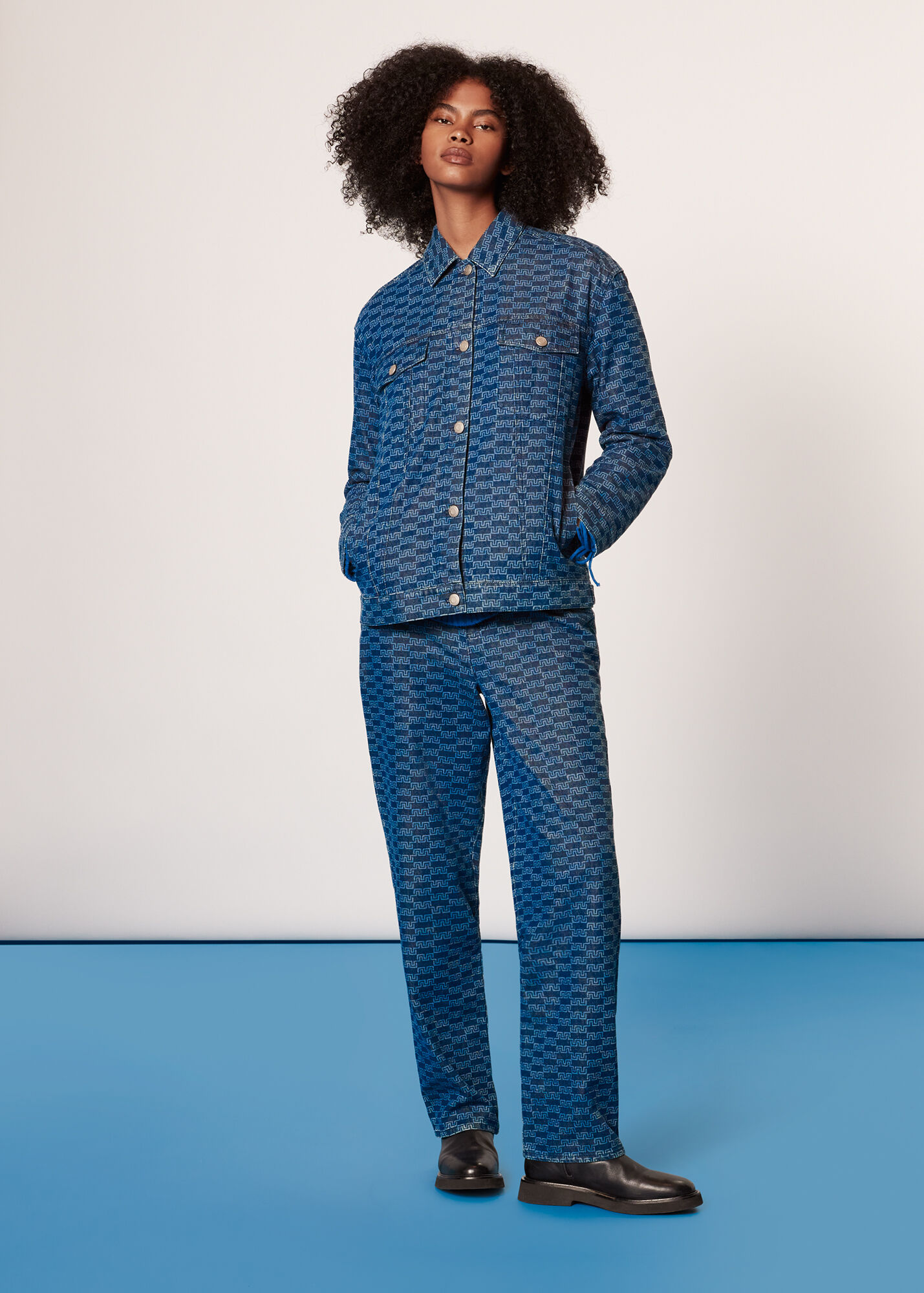 Denim Tangle Check Denim Jacket | WHISTLES | Whistles UK