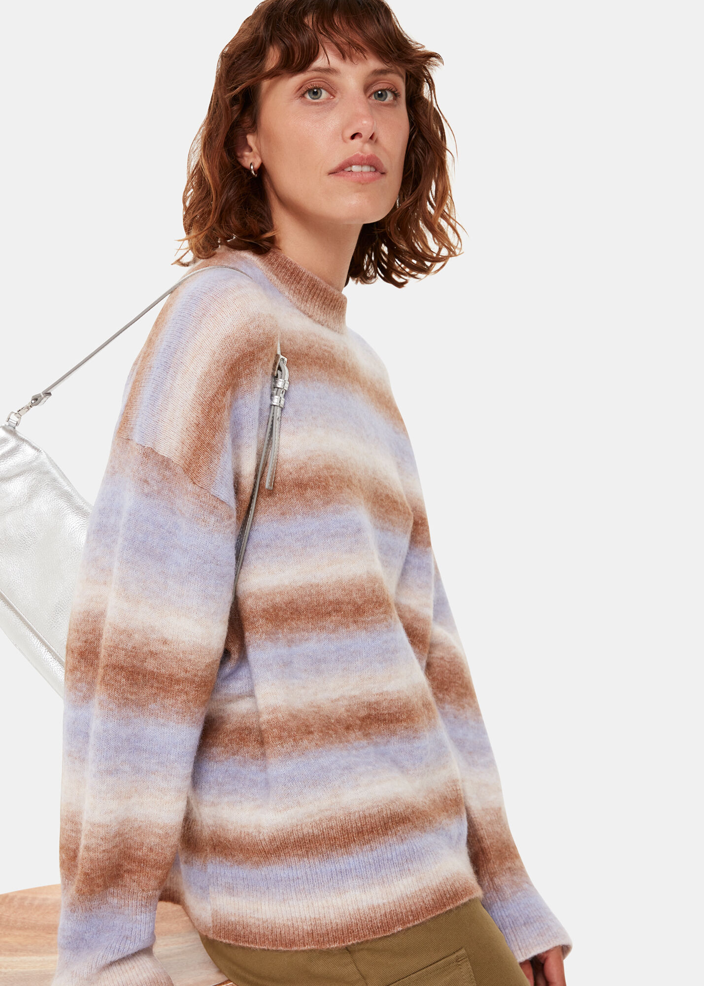 Multicolour Space Dyed Alpaca Crew Neck | WHISTLES | Whistles UK