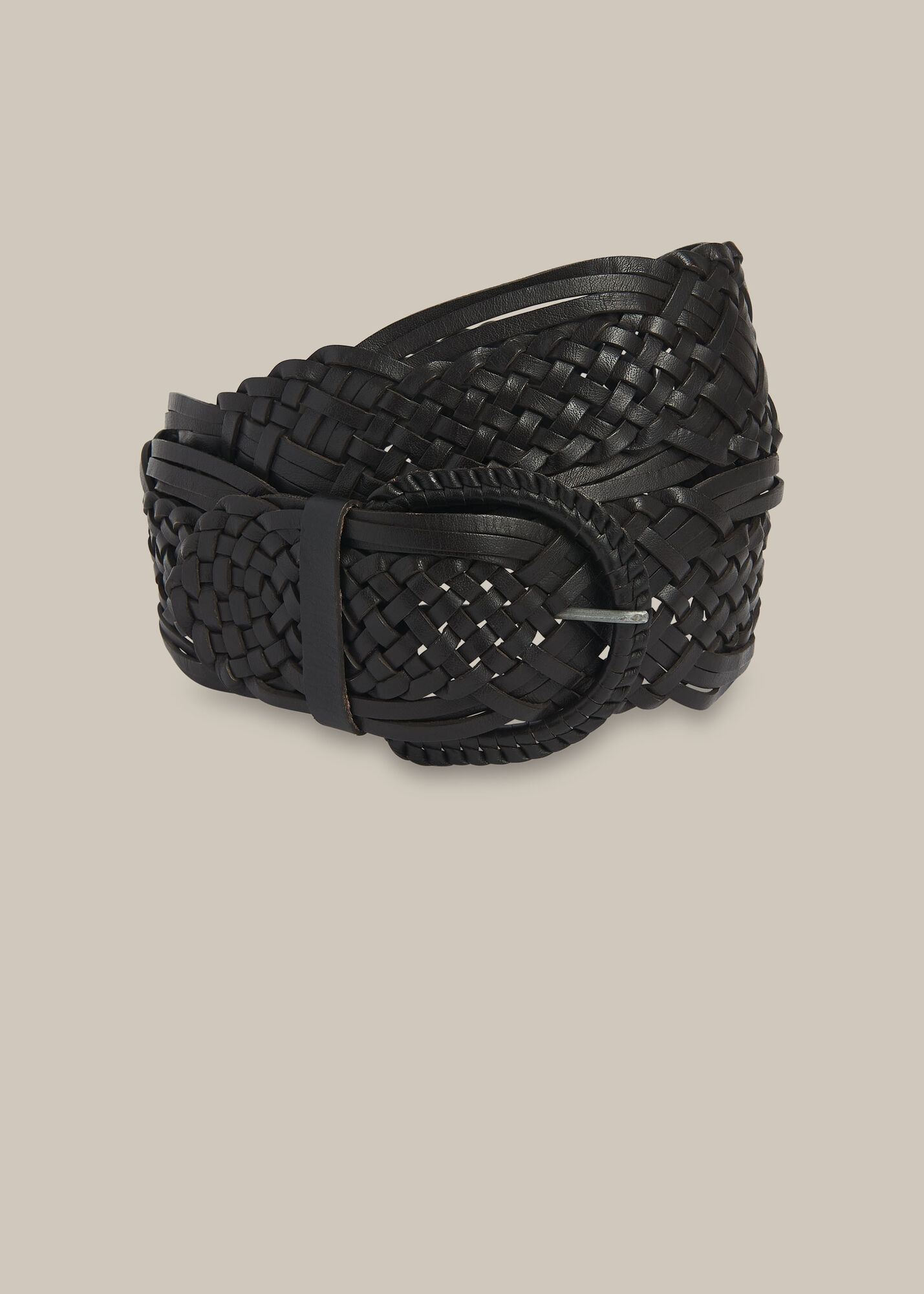 Black Wide Woven Belt | WHISTLES | Whistles UK