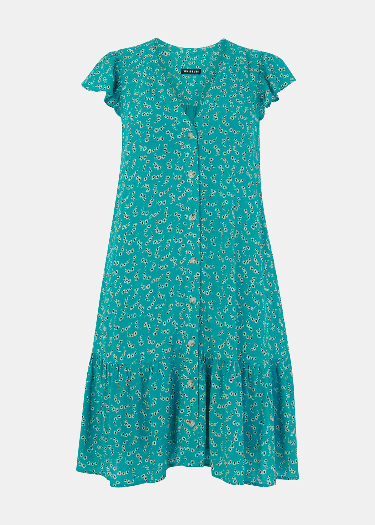 Green/Multi Floral Crescent Flippy Dress | WHISTLES | Whistles UK