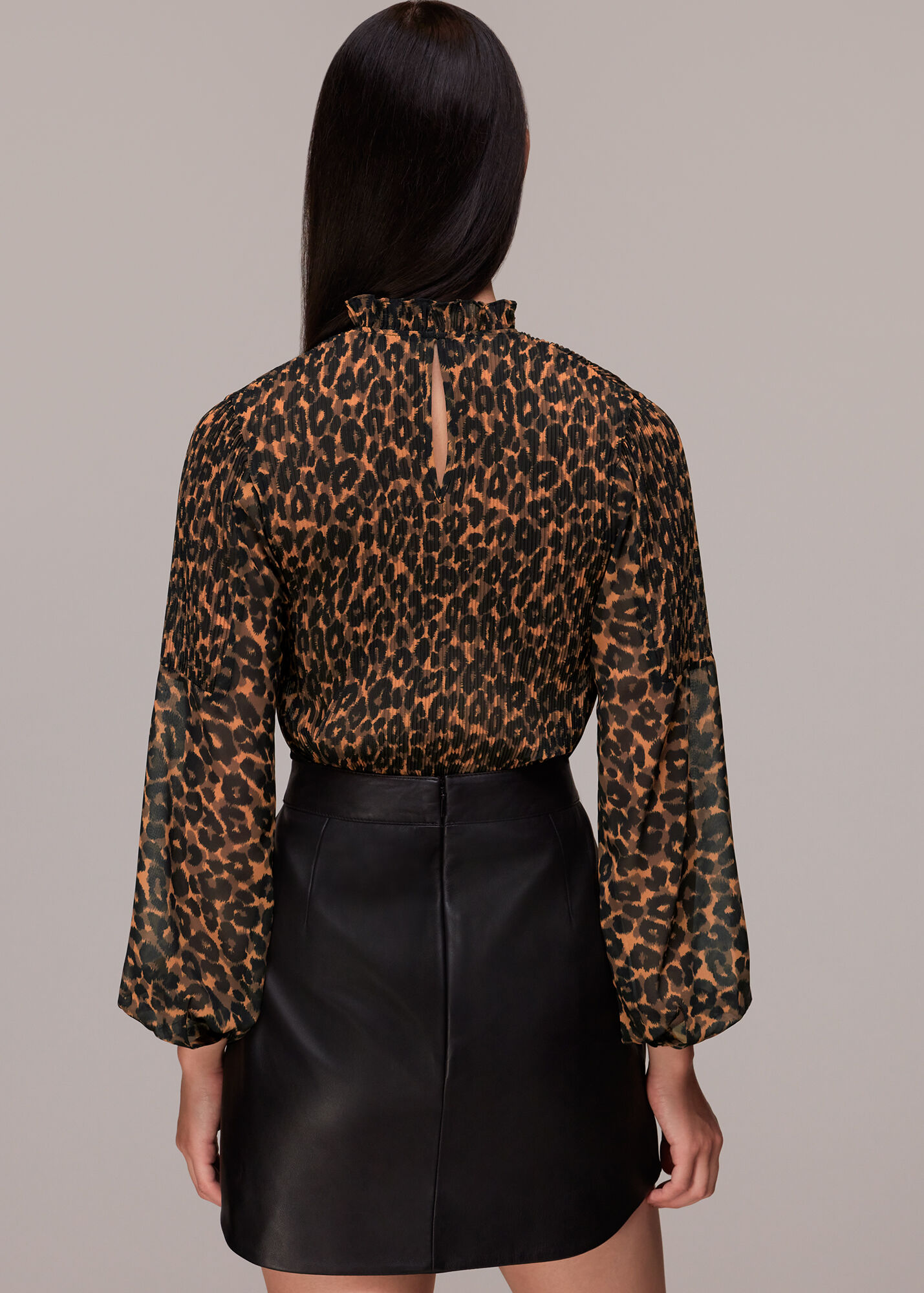 Leopard Print Classic Leopard Plisse Top | WHISTLES | Whistles UK