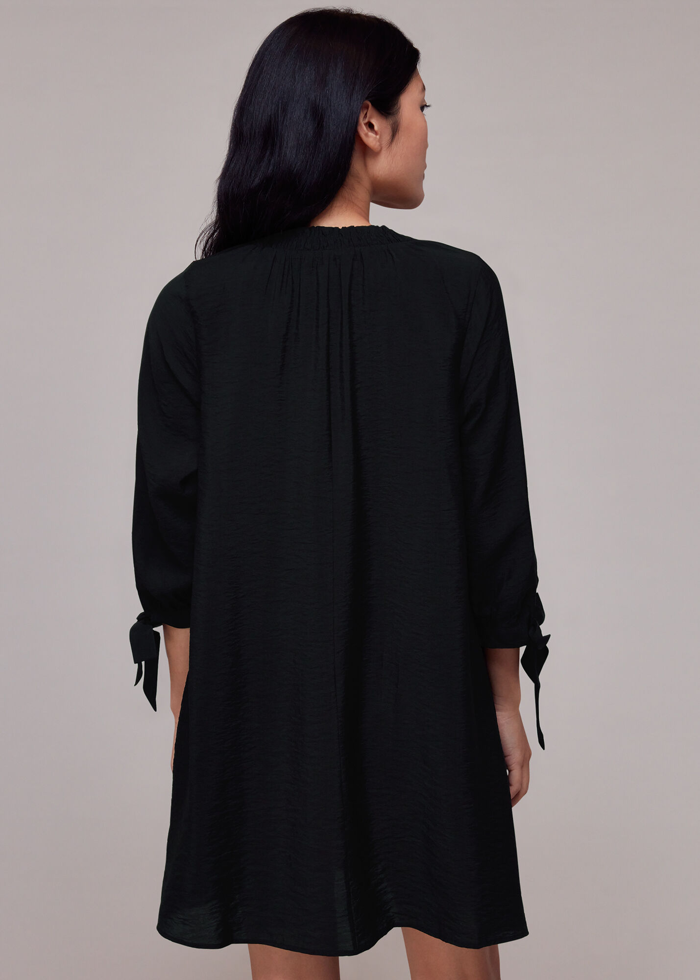 Black Lydia Gathered Trapeze Dress | WHISTLES | Whistles UK
