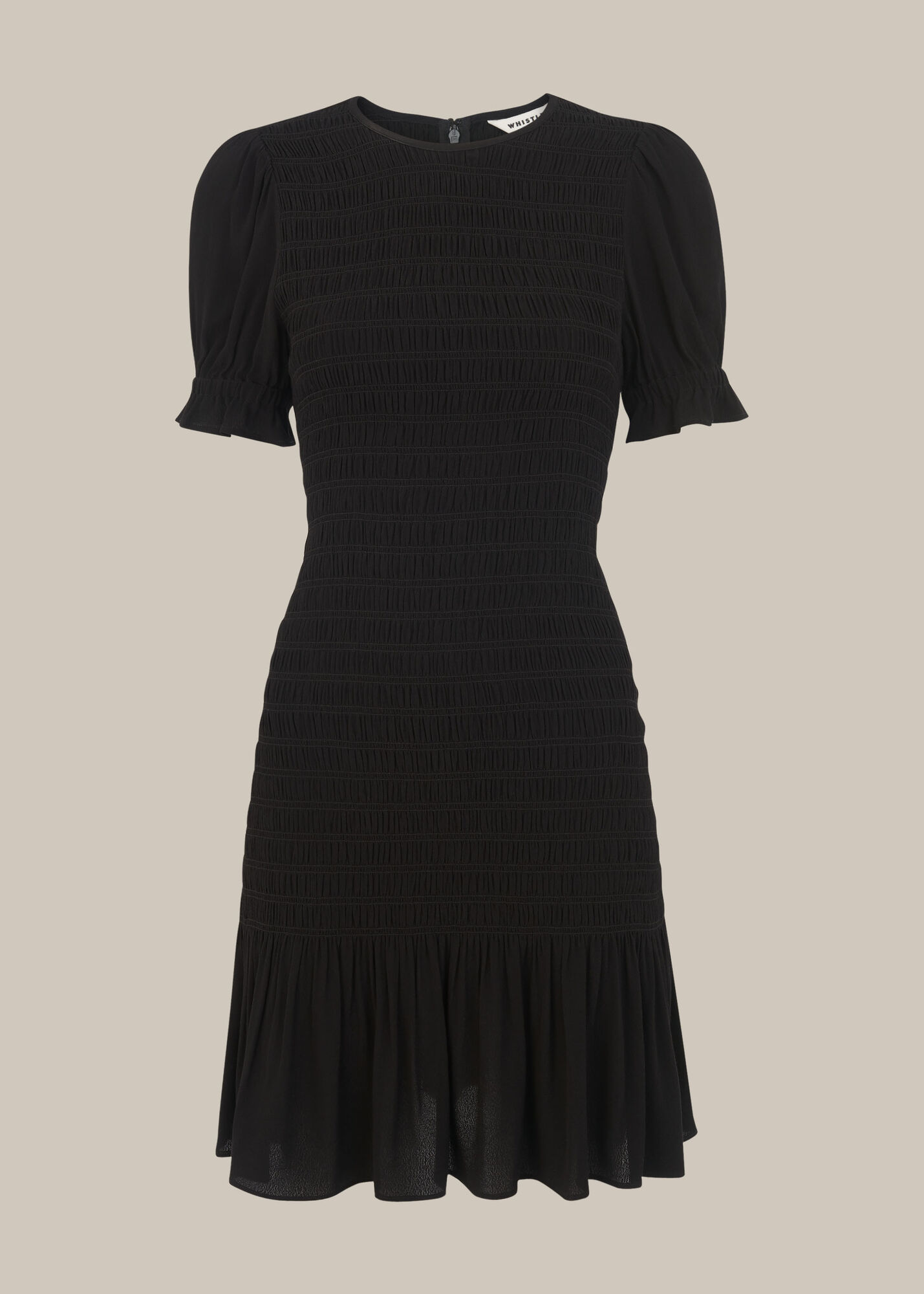 Black Yasmin Shirred Dress | WHISTLES | Whistles UK