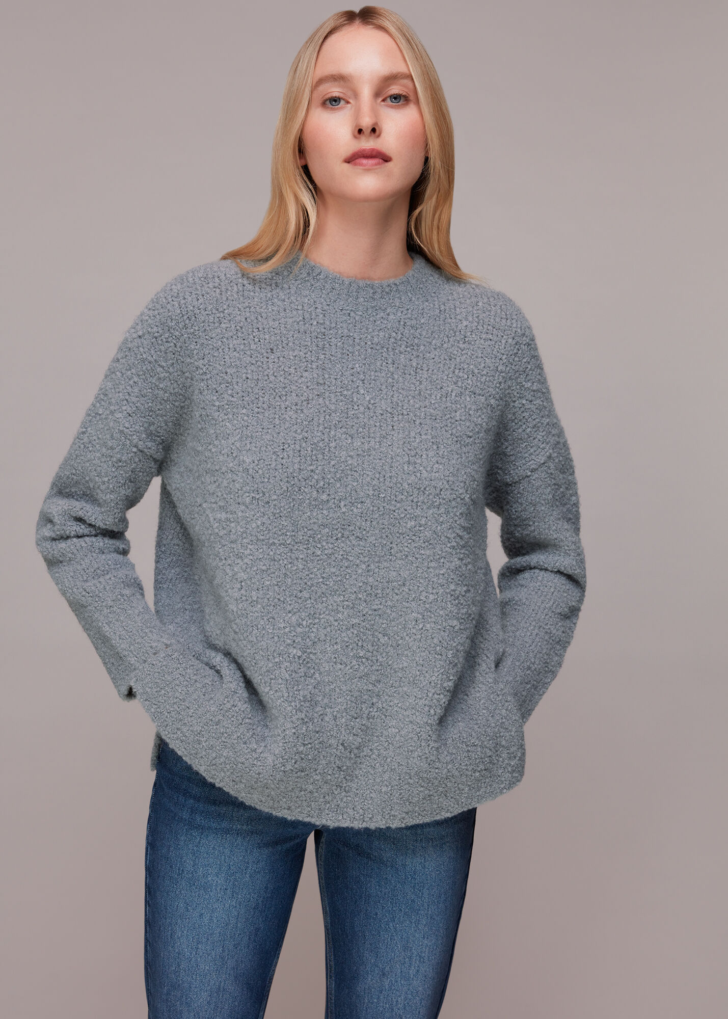 Grey Relaxed Boucle Sweater | WHISTLES | Whistles UK