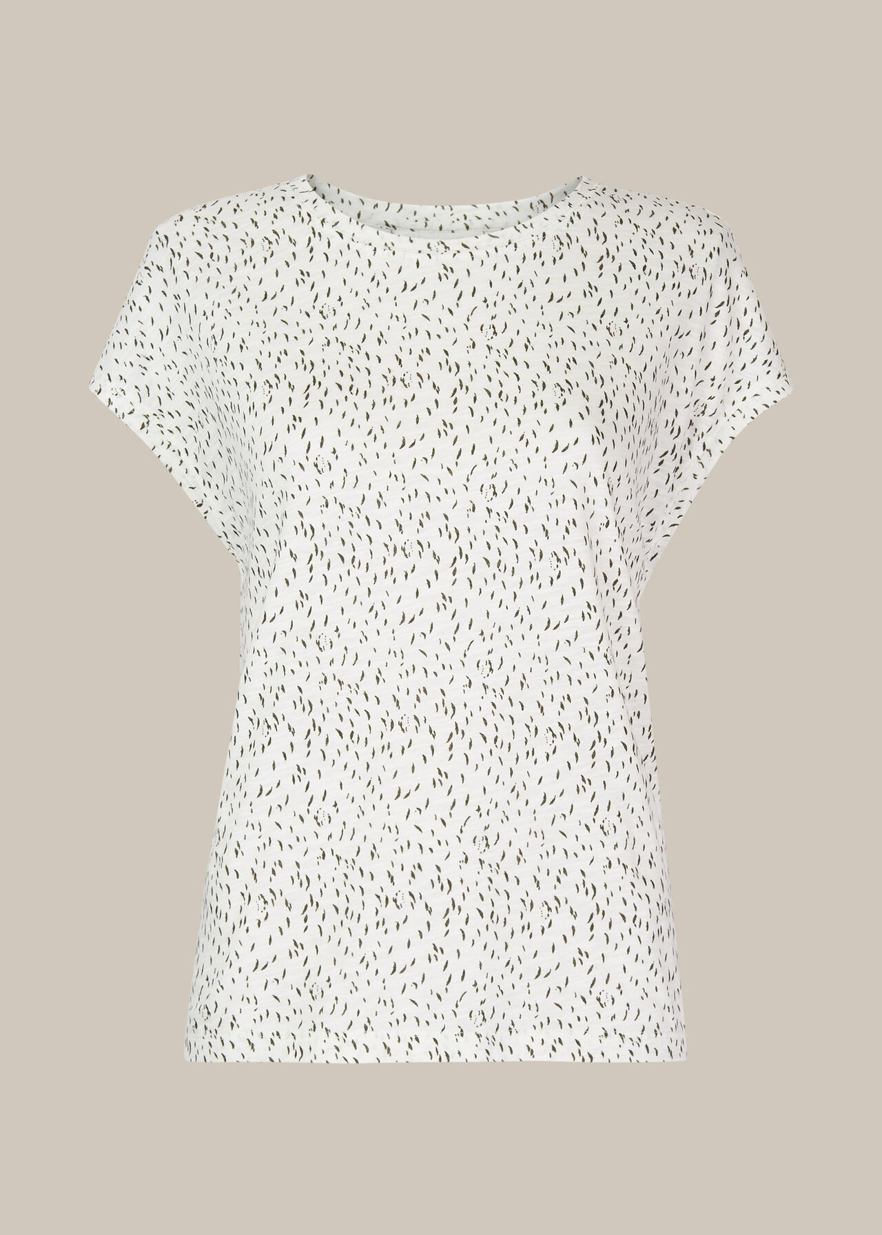 Ivory/Multi Fleck Print Minimal Tshirt | WHISTLES