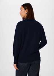 Navy Cashmere Seam Crew Neck Knit | WHISTLES | Whistles US