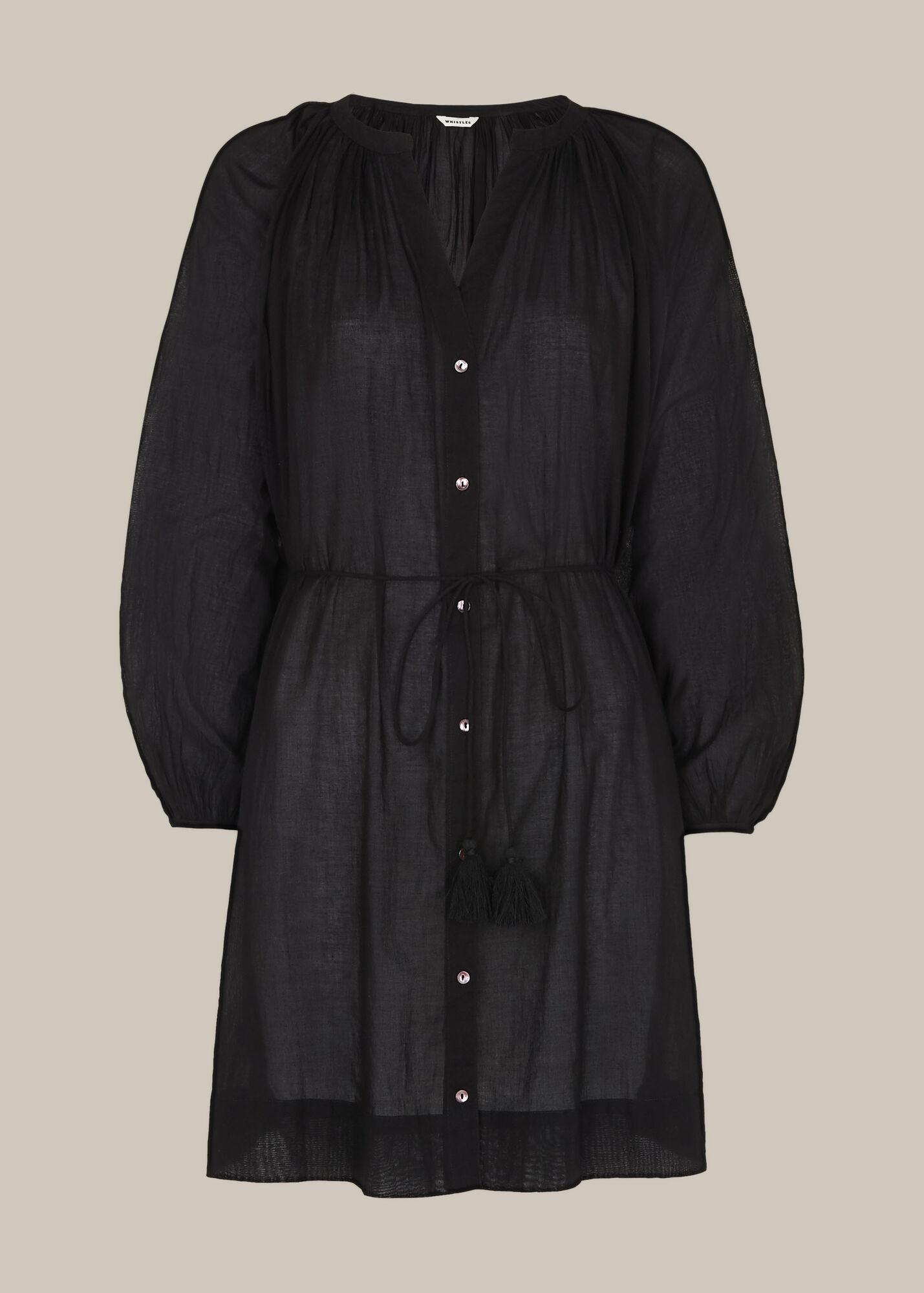 Black Button Up Beach Dress | WHISTLES | Whistles UK