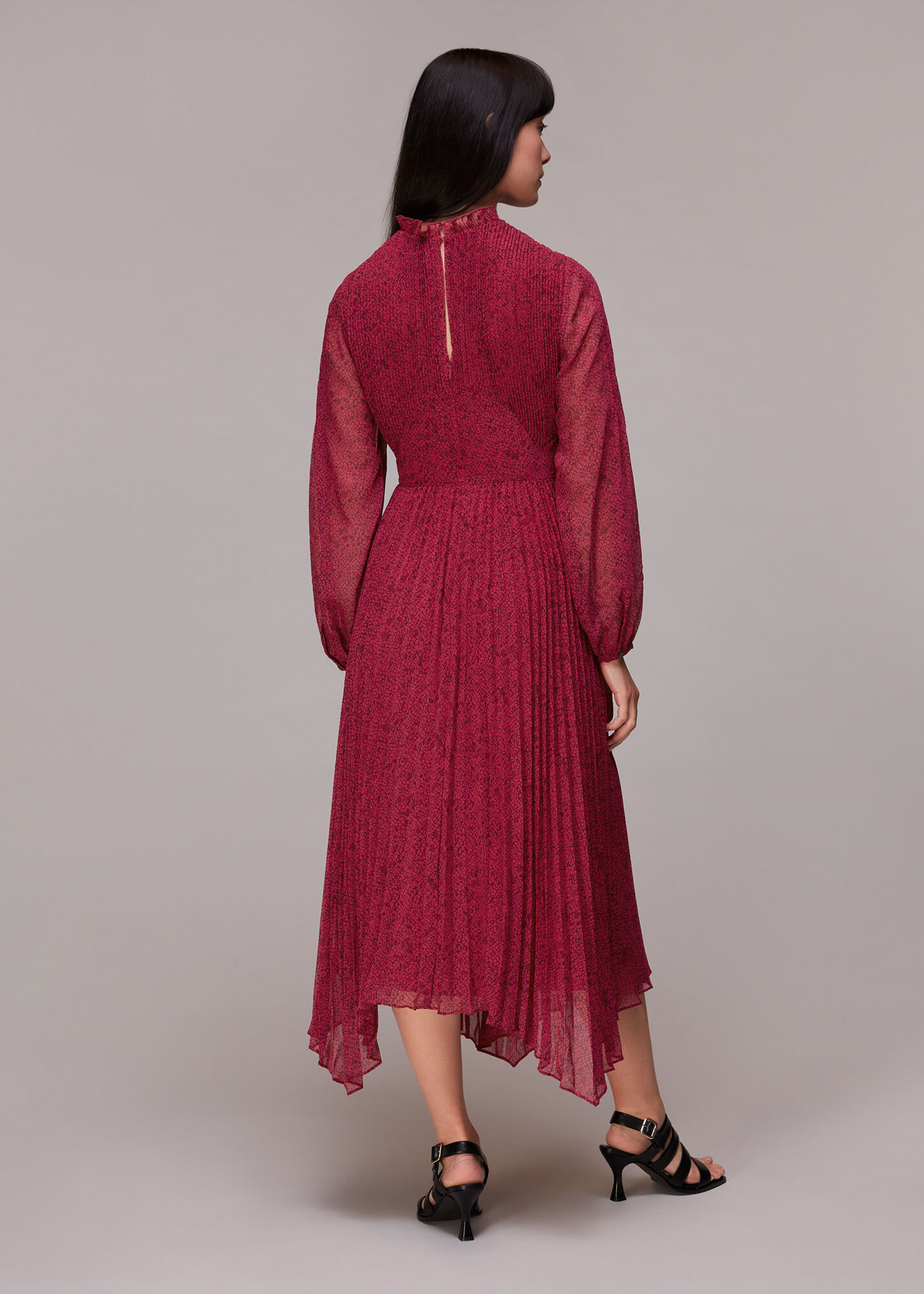 Pink/Multi Abstract Snake Plisse Dress | WHISTLES | Whistles UK