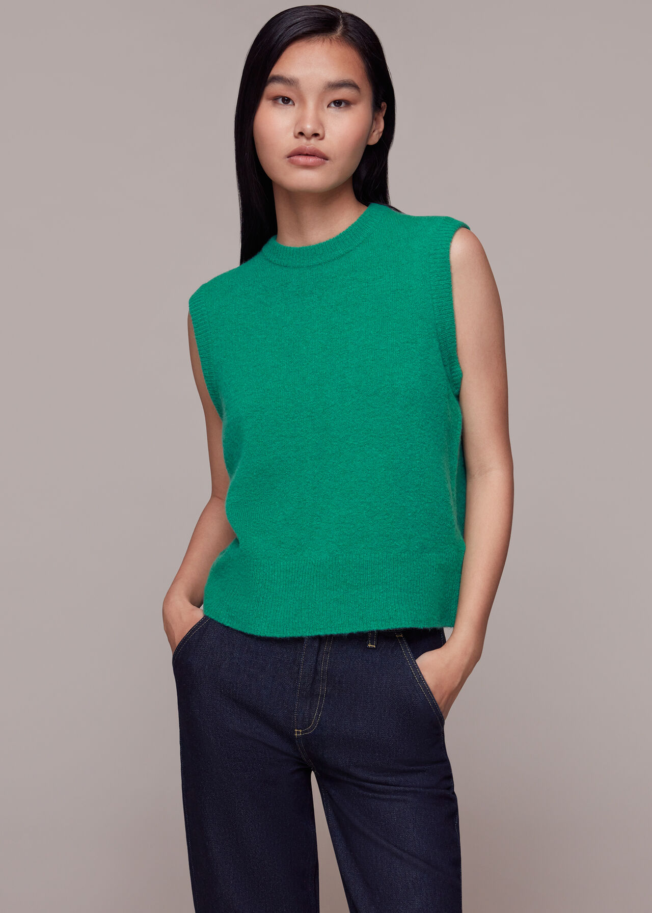 Green Kira Crew Neck Tank | WHISTLES