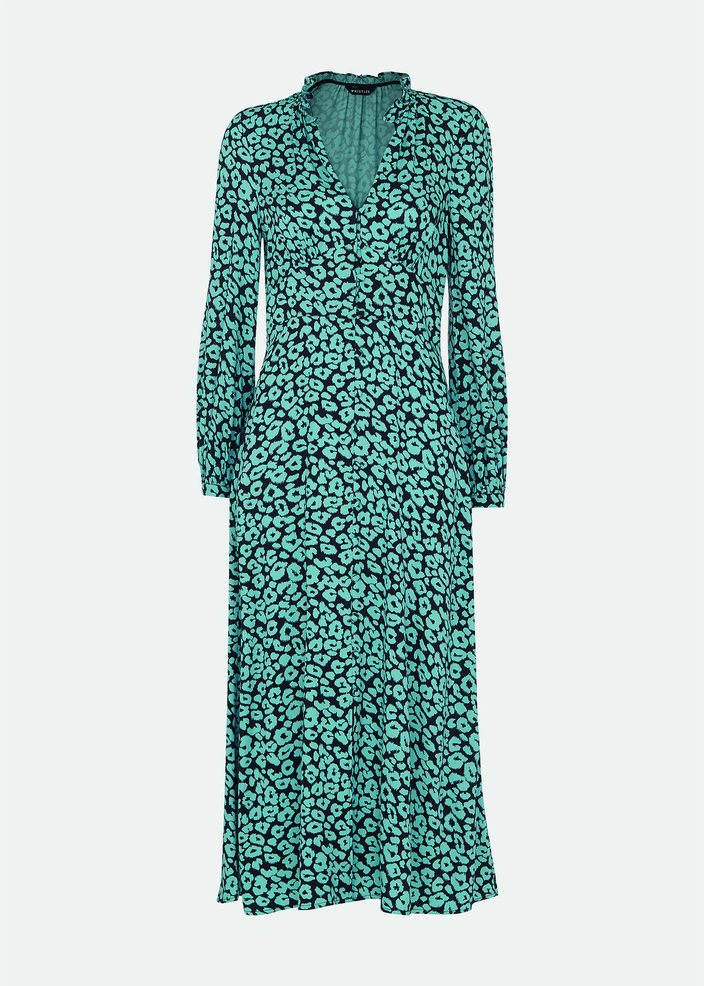 Blue/Multi Fuzzy Leopard Midi Dress | WHISTLES | Whistles UK