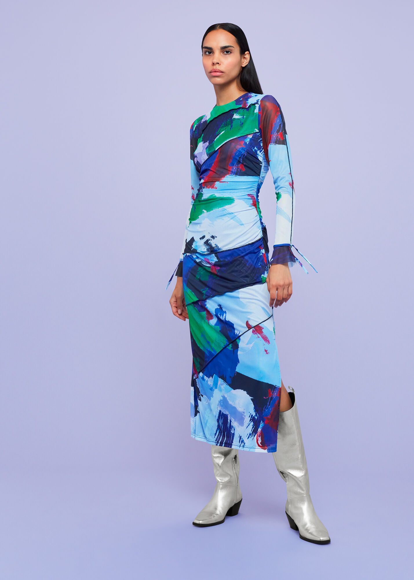 Multicolour Brushmark Seam Detail Dress | WHISTLES | Whistles UK