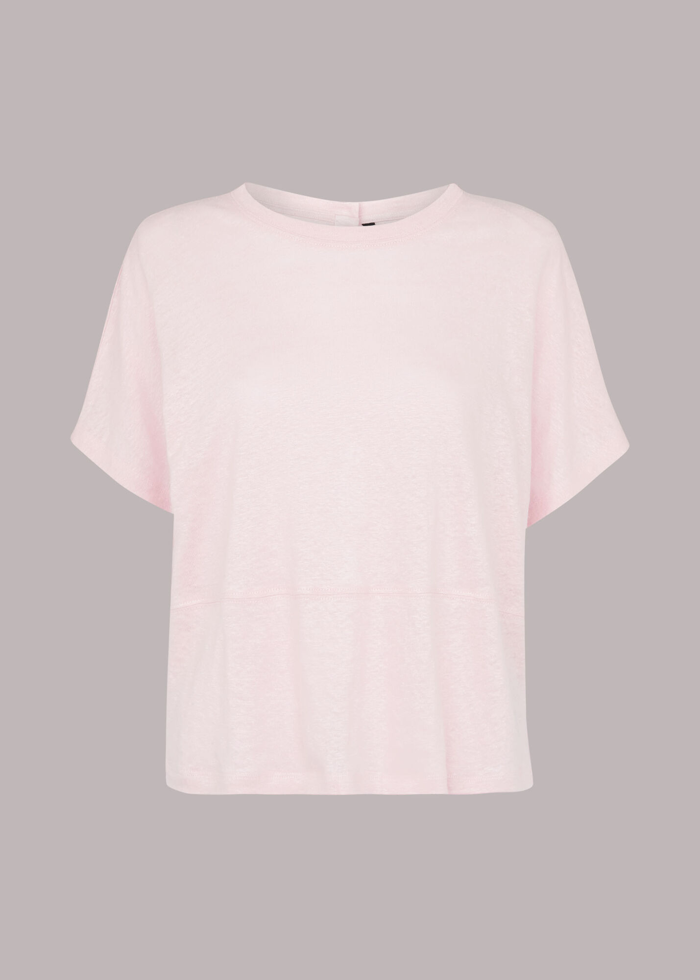 Pale Pink Button Back Linen Tee | WHISTLES